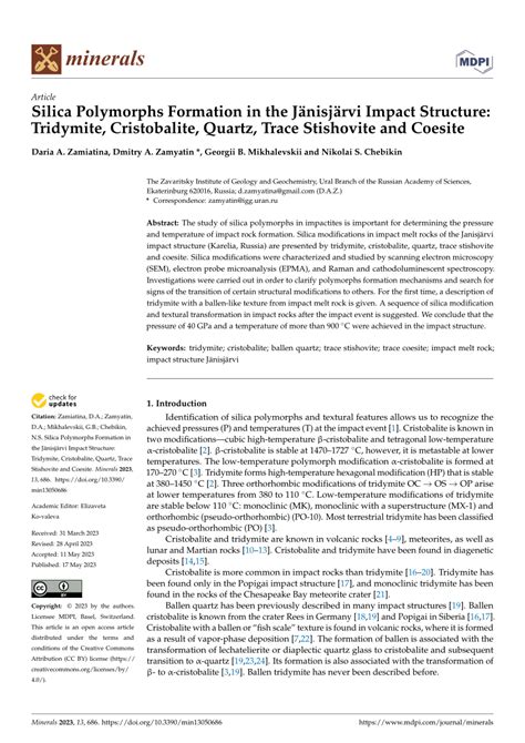Pdf Silica Polymorphs Formation In The Jänisjärvi Impact Structure