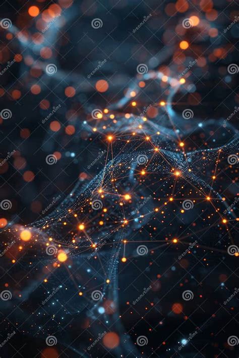 Glowing Nodes And Lines Symbolize Interconnected Data Blocks In A