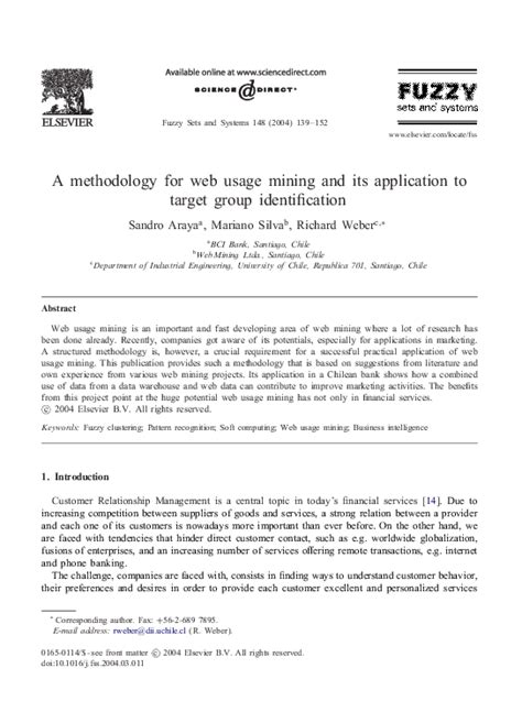 Pdf A Methodology For Web Usage Mining And Its Application To Target Group Identification