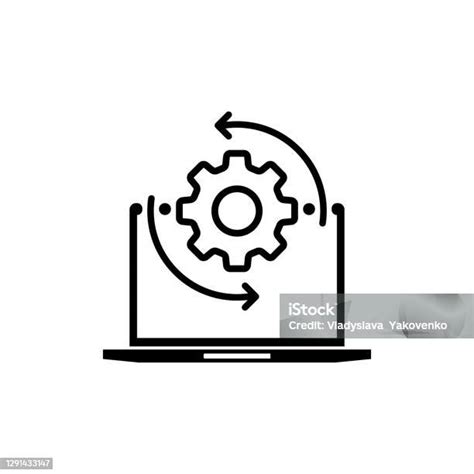 모니터 및 기어 아이콘 응용 프로그램 조정 설정 옵션 유지 보수 수리 모니터 개념 수정 It 지원 소프트웨어 개발 시스템 관리 데스크톱 업그레이드 및 업데이트 벡터 Eps