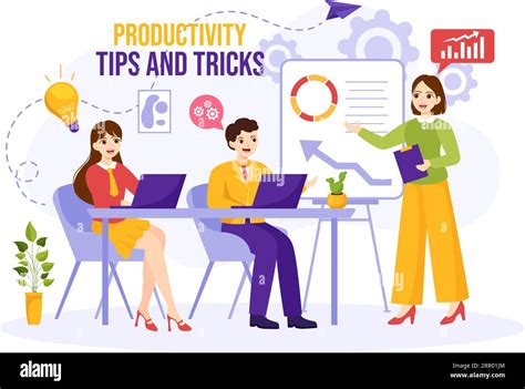 Productivity Tips And Trick Vector Illustration With Marketing Product For Effective