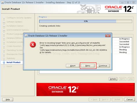 Linux7安装oracle12c遭遇insprecompmk报错error In Invoking Target Links Csdn博客
