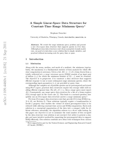 Pdf A Simple Linear Space Data Structure For Constant Time Range