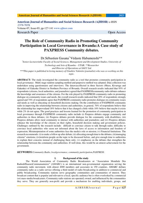 PDF The Role Of Community Radio In Promoting Community Participation In Local Governance In