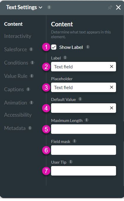 Text Field Settings Titan Web