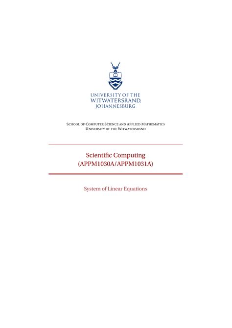 Lecture Notes Linear Systems School Ofcomputerscience Andappliedmathematics University Of