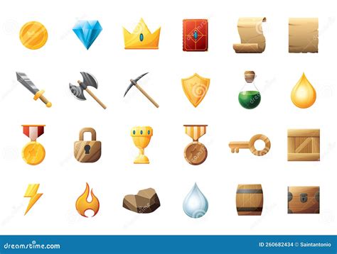 Game UI Assets Set Gaming User Interface Icons Collection Stock Vector Illustration Of