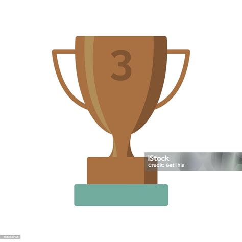 트로피 컵 브론즈 어워드 컬러 라인 아이콘 흰색 배경에 격리 플랫 스타일 간단한 3 위 기호 에 사용되는 기호 일러스트 레이션
