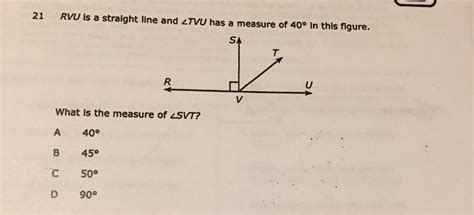 Solved RVU Is A Straight Line And TVU Has A Measure Of Chegg Com