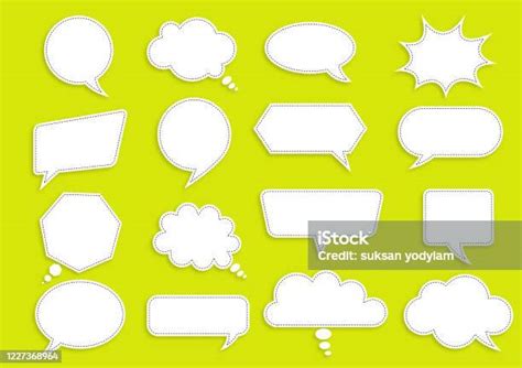 노란색 배경에 벡터 빈 빈 흰색 연설 거품 컬렉션 0명에 대한 스톡 벡터 아트 및 기타 이미지 0명 개념 개념과 주제 Istock