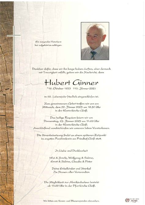Hubert Ginner Bestattung Aigner
