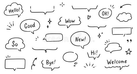 Balloon Text Frame Decoration Set Simple Hand Drawn Pen Line Speech Balloon Text Frame Decoration Set Simple Hand Drawn Pen Line Speech