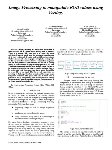 Image Processing To Manipulate Rgb Values Using Verilog Pdf