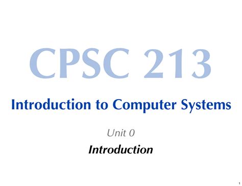213 Cpsc 313 Lecture Note CPSC 213 Introduction To Computer Systems