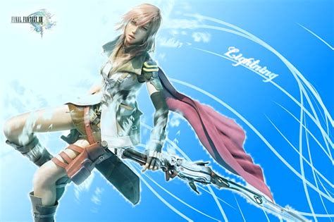Lightning Female Ff Video Game Studio Aqua Eyes Square Enix Character Hd Wallpaper
