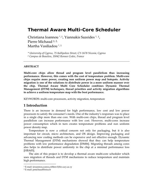 Pdf Thermal Aware Multi Core Scheduler