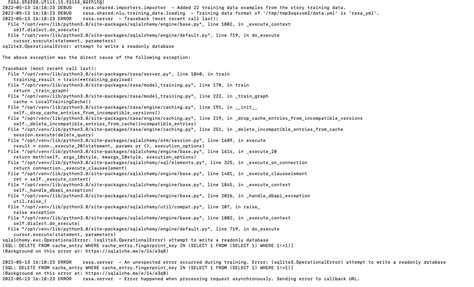 Unable To Train Model From Rasa X With An External Rasa Sqlite3