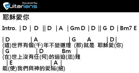 詩歌 耶穌愛你 結他譜 Chord譜 吉他譜 Guitarians