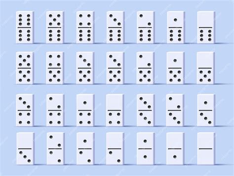 Premium Vector Domino Set Vector Realistic D Bricks Illustration White Bones With Black Number