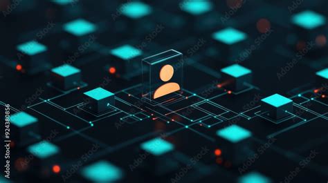 Futuristic Digital Network Illustration Featuring A User Icon Amidst Glowing Nodes And