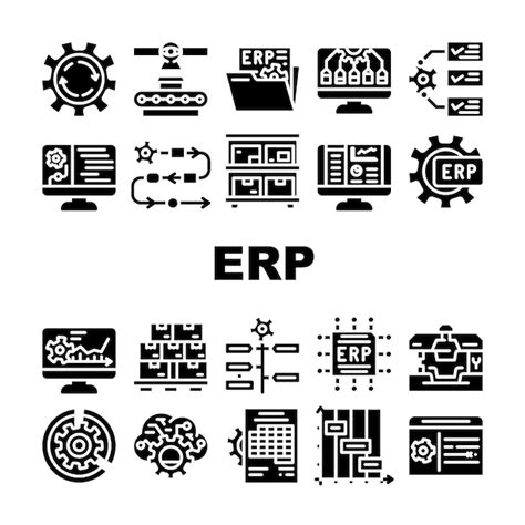Premium Vector Erp Enterprise Resource Planning Icons Set Vector Erp Working Process And Goods