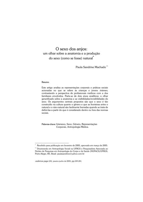 PDF The Sex Of Angels Analyzing Anatomy And The Construction Of As If It Were A Natural Sex