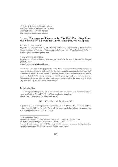 PDF Strong Convergence Theorems By Modified Four Step Iterative