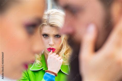 Divorce Reason Love Triangle Concept Sensual Woman Look At Couple Man