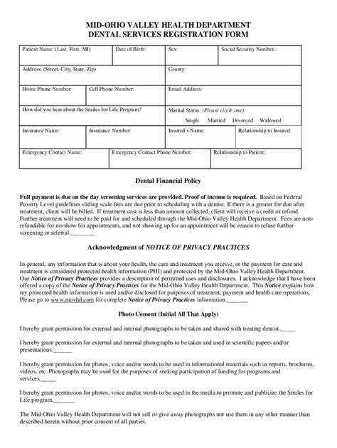 Fillable Online Smiles For Life Dental Application Fax Email Print