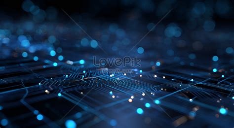 미래 기술을 가진 파란색 추상 회로 배경