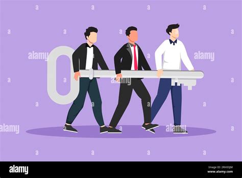 Character Flat Drawing Of Problem Solving Team Of Business Man With A Key Solution Concept