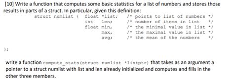 Solved 10 Write A Function That Computes Some Basic
