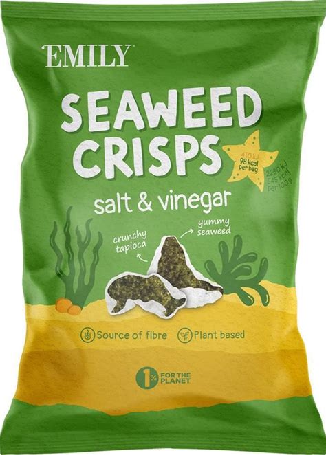 Emily Seaweed Crisps Salt And Vinegar 18g 6 Pack Health Plus Living