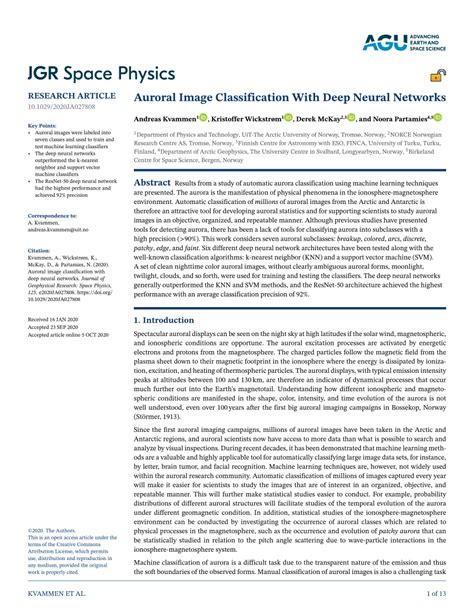Pdf Auroral Image Classification With Deep Neural Networks