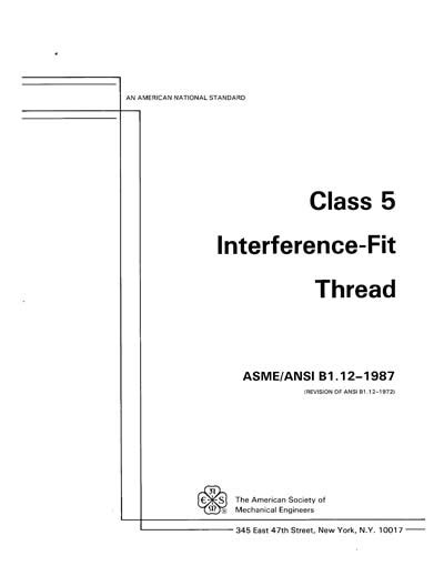 Ansiasme B112 1987 Class 5 Interference Fit Thread Reaffirmed 2008