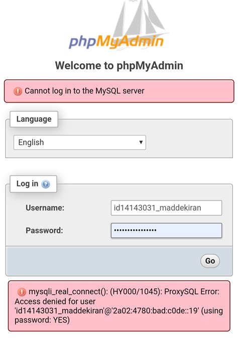 Mysql Database Connection Failed Access Denied Discuss Kodular Community