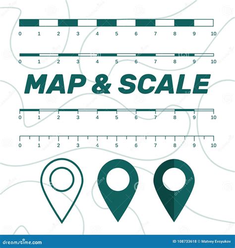 Map Scales Graphics For Measuring Distances Scale Measure Map V Stock