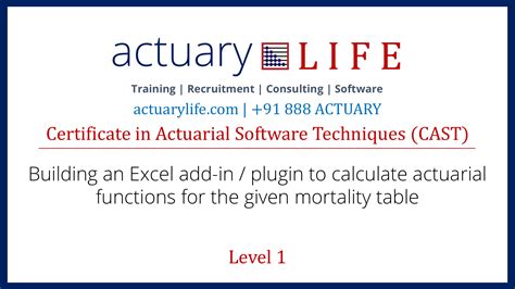 Excel Add In To Calculate Actuarial Functions Actuarylife