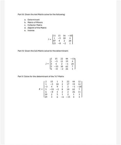 Answered Part Iii Given The 4x4 Matrix Solve… Bartleby