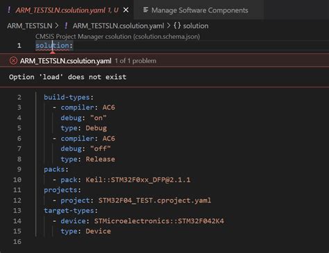 yaml solution file error · issue 5 · arm software vscode cmsis
