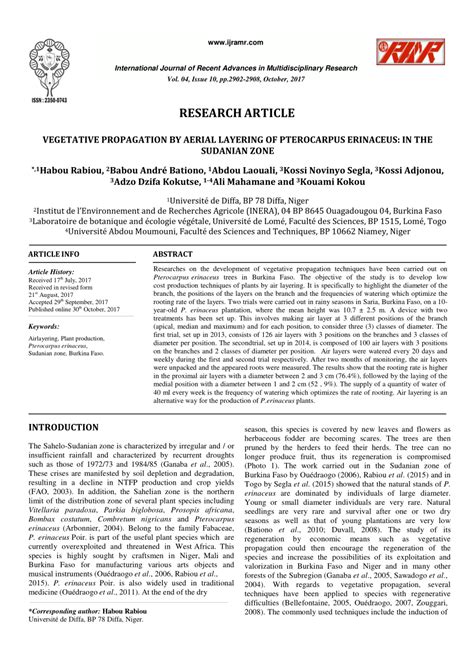 Pdf Vegetative Propagation By Aerial Layering Of Pterocarpus