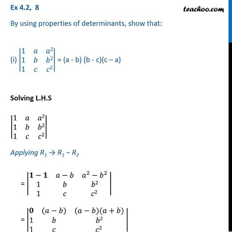 Question 8 I Class 12 By Using Properties Of Determinants Prove
