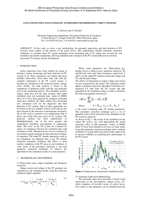 Pdf Fault Detection And Automatic Supervision Methodology For Pv Systems