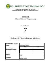 Lab Exp 7 Dealing With Polymorphism And Inheritance Capistrano Doc