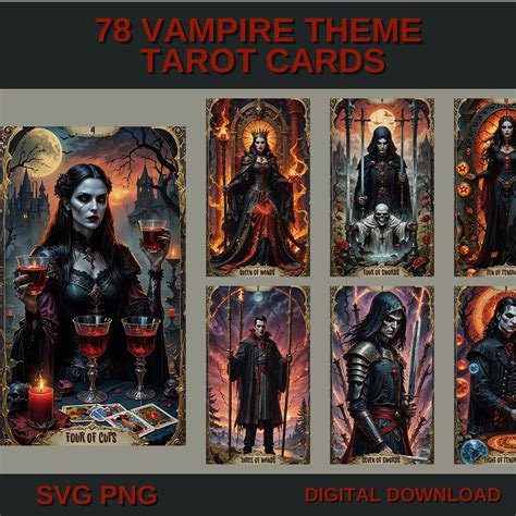 78 Vampire Tarot Cards Complete Set Svg Png Full Deck Tarot Celestial