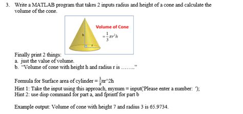 Solved Write A MATLAB Program That Takes 2 Inputs Radius And Chegg