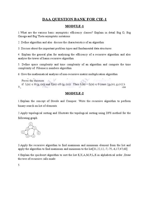 Daa Question Bank For Cie 1 Pdf Science And Mathematics