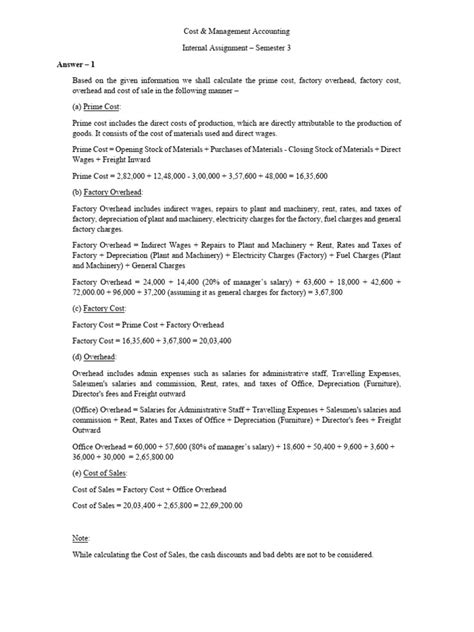 Cost And Management Accounting Sem 3 Pdf Cost Accounting Cost Of Goods Sold