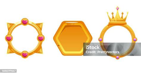 게임 프레임 Ui 아바타 판타지 서클 배지 중세 라운드 고립 개념 벡터 평면 그래픽 디자인 그림 그래픽 사용자 인터페이스에 대한