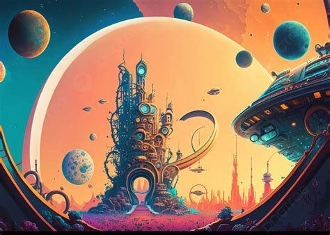 Space Sci Fi Orange Cool Background Space Science Fiction Cool